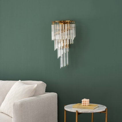 Stilvolle Wandleuchte mit herabhängenden Kristallanhängern -Zephia ...