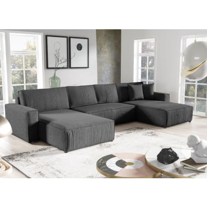 Ecksofa mit Cordbezug 6 Sitzer, Grau Sekwana u | Maisons du Monde