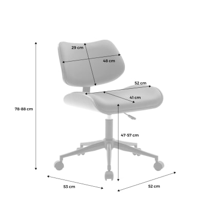 Sedia da ufficio con rotelle, effetto legno curvato e similpelle, Karen ...