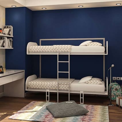 Letto a castello a scomparsa + materassi bianchi 90x200cm/90x200cm Iduna | Maisons du Monde