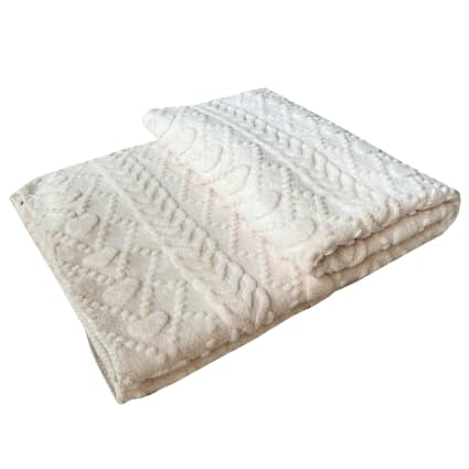 Manta grande polar coralina color beige corazón en relieve 160x220 cm ...