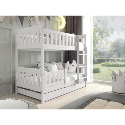 Lit superposé en pin massif coloris blanc 80x190 Lila | Maisons du Monde