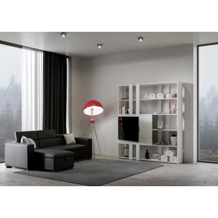 Libreria a giorno con pannello porta TV bianco frassino Kato h ...