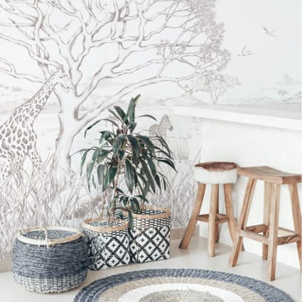 Carta de parati panoramica de Safari in Tanzania, Grigio chi ...