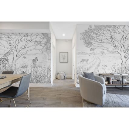 Carta de parati panoramica de Safari in Tanzania, Bianco e n ...