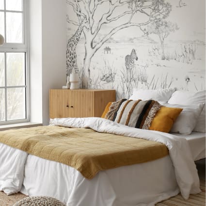 Carta de parati panoramica de Safari in Tanzania, Bianco e n ...