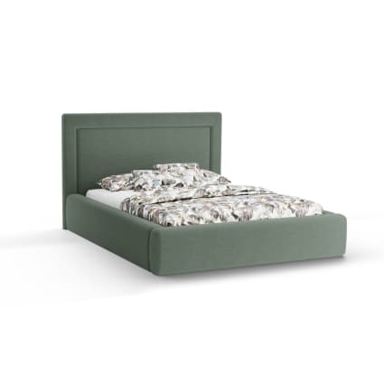 Letto a cassettone con testiera 180x200cm in ciniglia verde muschio ...