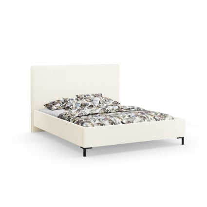 Letto a cassettone con testiera 140x200cm in ciniglia avorio Polly ...