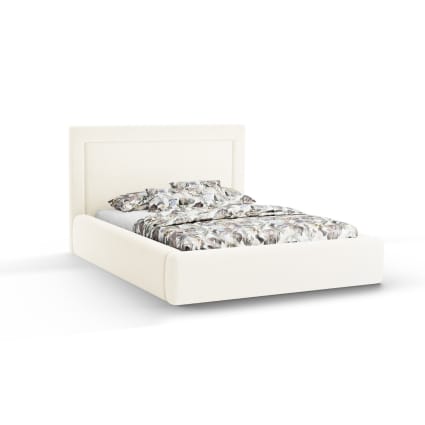 Letto a cassettone con testiera 180x200cm in ciniglia avorio Valerie ...
