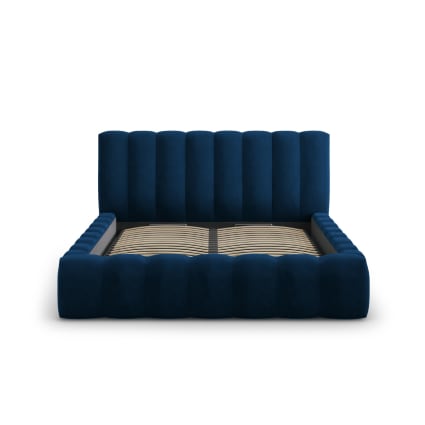 Letto a cassettone con testiera 160x200cm in velluto blu reale Ludivine ...