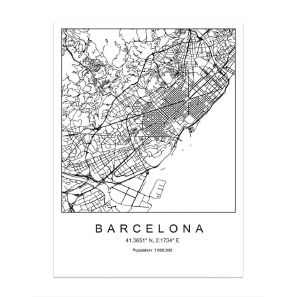 Mapa nórdico de barcelona - lamina, impresión en papel, sin marcos, a3 ...