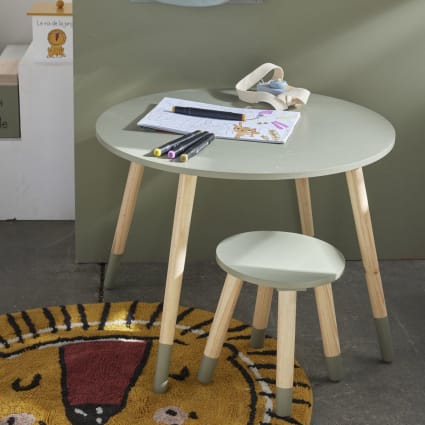Table ronde enfant bois 60x60x43 cm Sauge Le roi de la jungle | Maisons ...