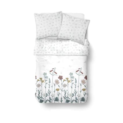 Parure de lit imprimé Floral Coton 240x260cm Blanc Sunshine poly ...