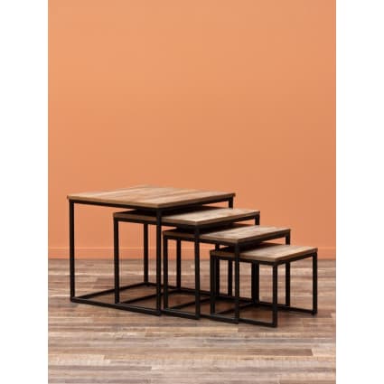 Lot de 4 tables d'appoint en teck marron Wicket | Maisons du Monde