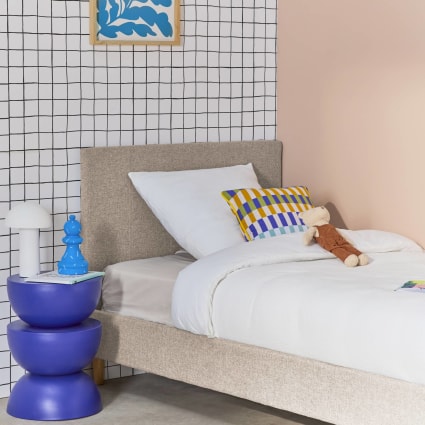 Struttura letto con rete a doghe e testiera 90x190cm, beige Marlon ...