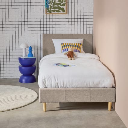 Struttura letto con rete a doghe e testiera 90x190cm, beige Marlon ...