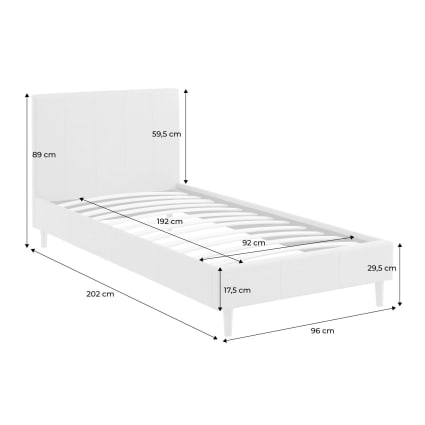 Struttura letto con rete a doghe e testiera 90x190cm, beige Marlon ...