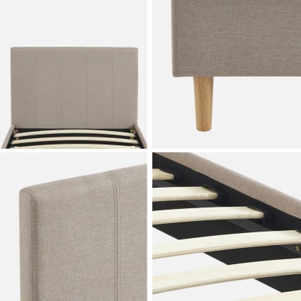 Struttura letto con rete a doghe e testiera 90x190cm, beige Marlon ...