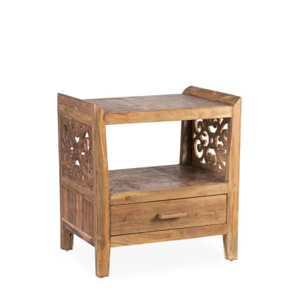 Mesita de noche con talla beige anch. 55 cm | Maisons du Monde