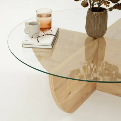 Table basse en bois plaqué chêne brun Jolanda | Maisons du Monde