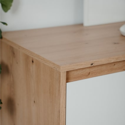 Piccola credenza 2 porte L79 cm - PHOENIX - Effetto Rovere e Bianco Zug ...