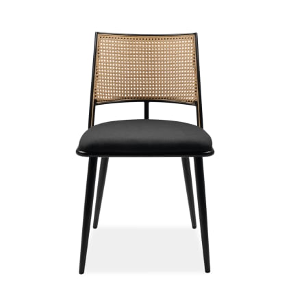 Lot de 4 chaises cannage naturel et structure en métal noir L47 cm ...