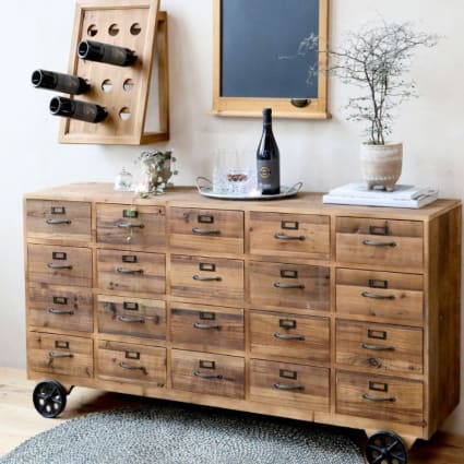 Comptoir buffet d'épicerie en bois marron et fer noir 156 x38.5 x75 cm ...