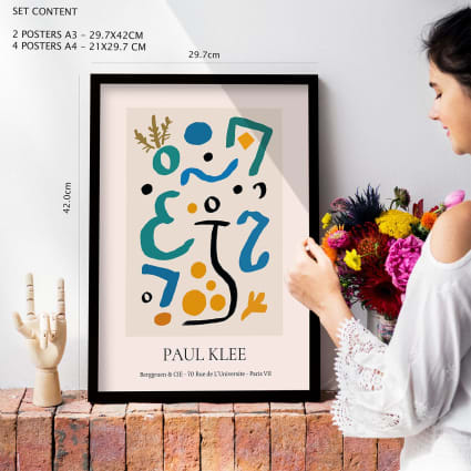 Modernismo klee matisse-set de 6 cuadros,marco de madera clara,a3 & a4 ...