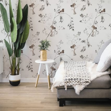 Carta da parati panoramica Passeri giapponesi, Grigio chiaro Jessica le ...