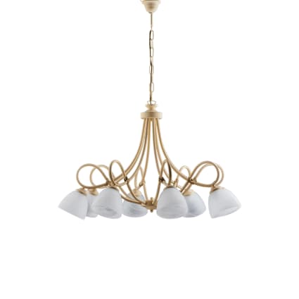 Lampadario 8 luci ferro battuto avorio decapè vetro bianco Dallas ...