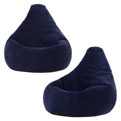 Set de 2 pufs infantil reclinable de pana azul marino Dalton | Maisons ...