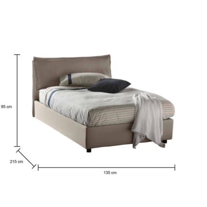 Queensize-Bett aus taubengrauem Stoff, 120 x 200 cm Arnaldo | Maisons ...