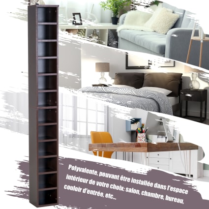 Étagère colonne range-CD dim. 21L x 20l x 175H cm Homcom | Maisons du Monde