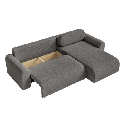Canapé d'angle en tissu bouclé 3 places, Graphite Lome l | Maisons du Monde