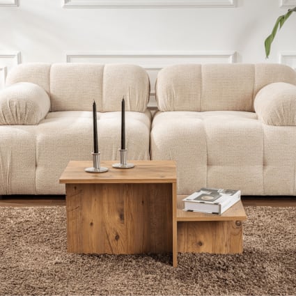 Table basse 2 niveaux L77 cm - HARMONY - Effet Pin Atlantique Harmony ...