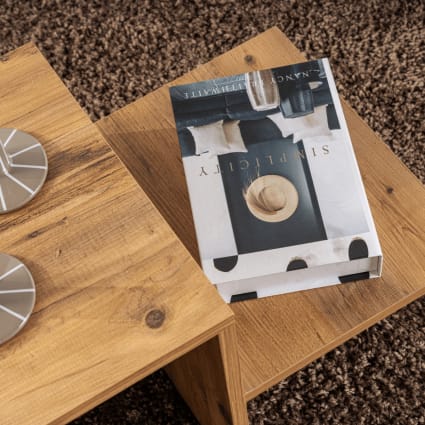 Table basse 2 niveaux L77 cm - HARMONY - Effet Pin Atlantique Harmony ...