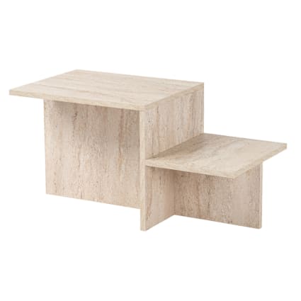 Table basse 2 niveaux L77 cm - HARMONY - Effet Travertin Harmony ...