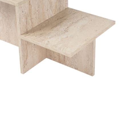 Table basse 2 niveaux L77 cm - HARMONY - Effet Travertin Harmony ...