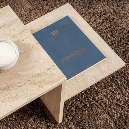 Table basse 2 niveaux L77 cm - HARMONY - Effet Travertin Harmony ...