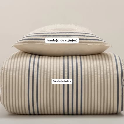 Funda nórdica Rayas 100% Algodón Marrón Cama 90 cm (160 x 220 cm 1 C ...