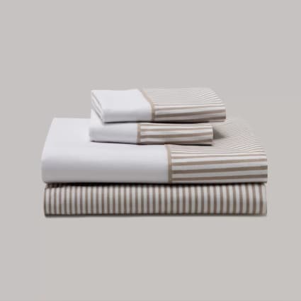 Sábanas 100% Algodón Rayas Marrón Cama 105 1 Almohada 45 x 120 cm Rayas ...