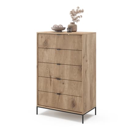 Commode avec 5 tiroirs, Chêne Viking 76 x 120cm | Maisons du Monde
