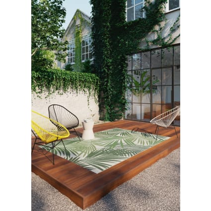 Alfombra interior-exterior con hojas de palma 140 x 200 cm Tropical ...