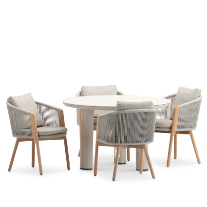 Set de table ronde et 4 chaises beige Petra & capri | Maisons du Monde