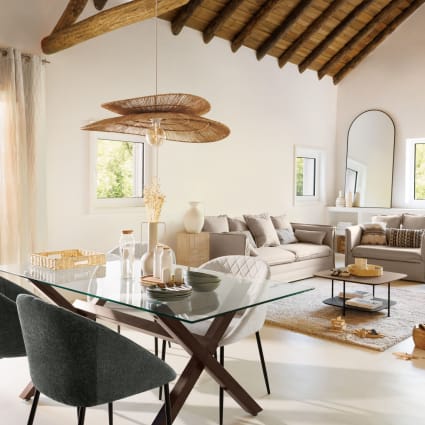 Suspension luminaire en jute jute/métal beige 69.5x9 cm | Maisons du Monde