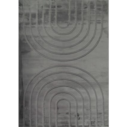 Tapis doux anthracite, motif arc - 120x160 Alaska | Maisons du Monde
