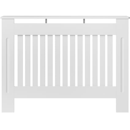 Cubierta para radiador de lamas, tablero mdf, 112 x 19 x 82 cm, blanco ...