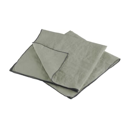 Lot de 2 serviettes de table en lin lavé Lichen 45x45cm Autour du lin ...