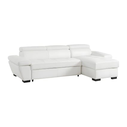 Canapé d'angle cuir 4 places blanc Jonova | Maisons du Monde