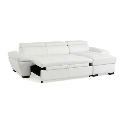 Canapé d'angle cuir 4 places blanc Jonova | Maisons du Monde